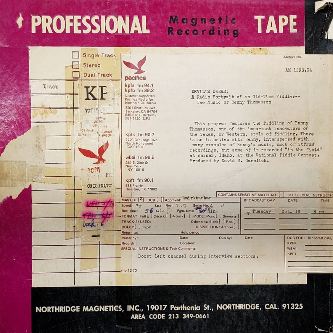 Benny Thomasson - A Radio Portrait of an Old-Time Fiddler