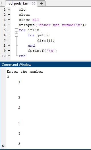 Matlab Program to Print Pattern - Arpit Singh Rajawat