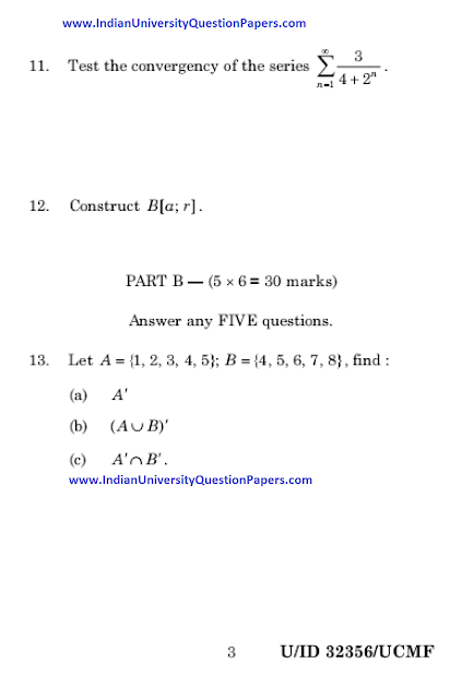 University of Madras B.Sc Mathematics Real Analysis Dec 2018 Question ...