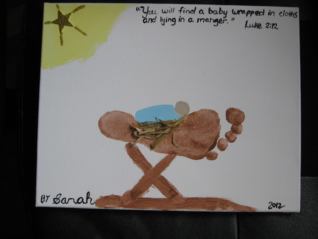 Solagratiamom: Christ in Manger with Footprint Craft