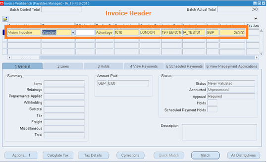 Oracle Financials Blog: Oracle Payables - How To Enter A Standard Invoice