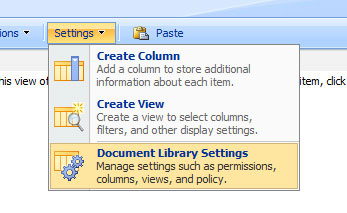 Setting Versioning on a Document Library in MOSS 2007
