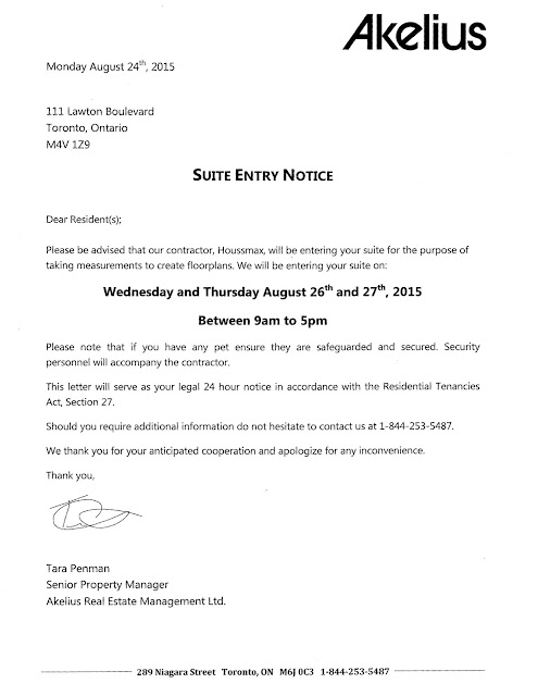 Suite Entry Notice