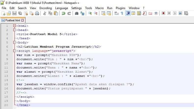 Praktikum Pemrograman WEB 1 Modul 5 (JavaScript)