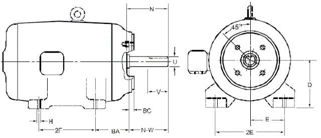 Electric motor frame sizes