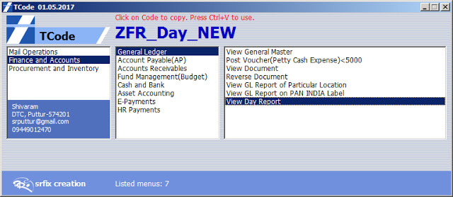 TCode-Tool for CSI - Core System Integrator - India Post Updates