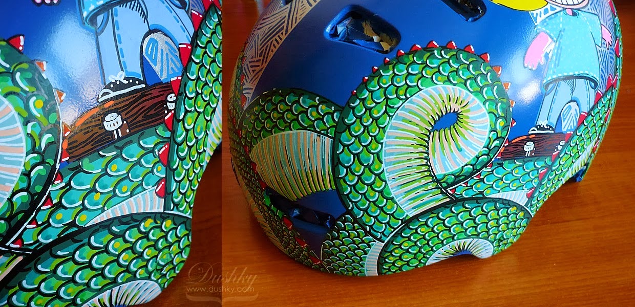 custom geometric dragon helmet