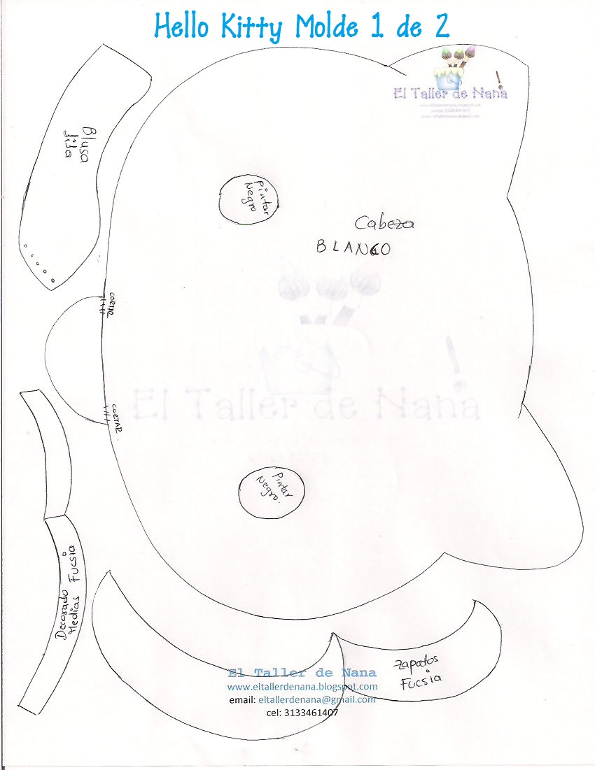 Moldes para hacer de Hello Kitty en foami - Imagui