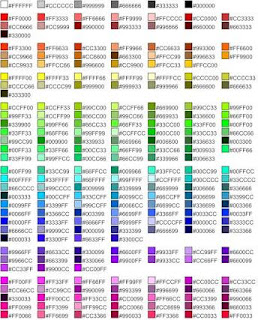Color code picker//List of common HTML color codes.
