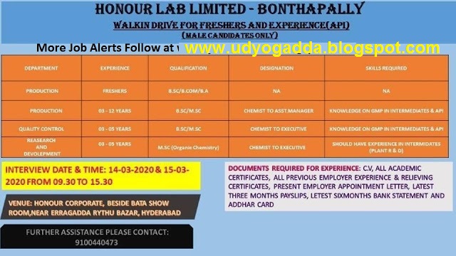 UDYOG ADDA: Honour Lab Ltd - Hyderabad Walk-In Drive for Freshers ...