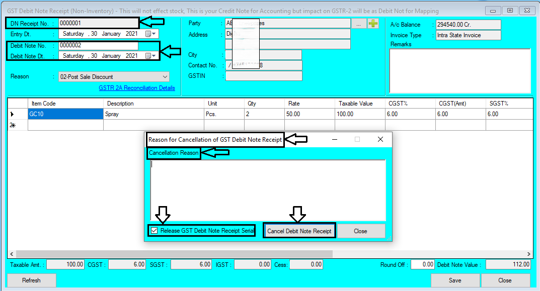 GST Debit Note Receipt Help Guide