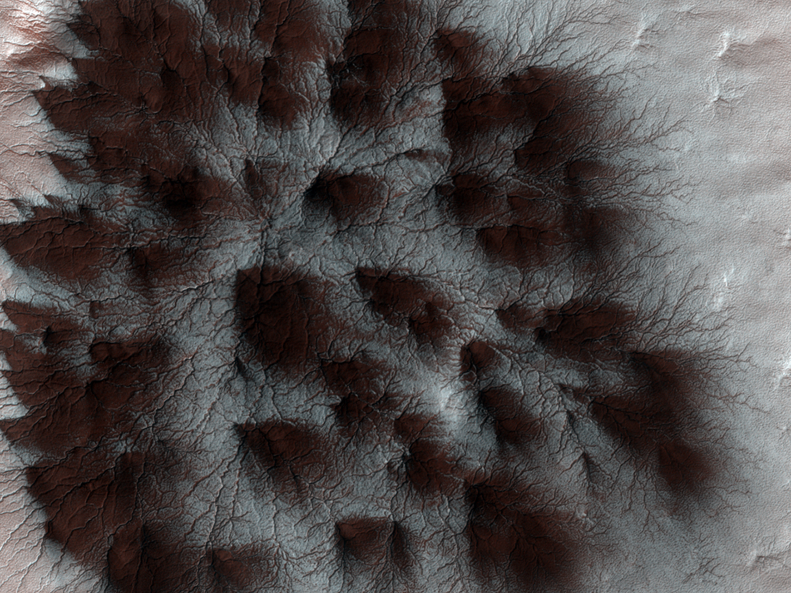 Suburban spaceman: NASA Mars HiRISE Image: Starburst Spider Terrain