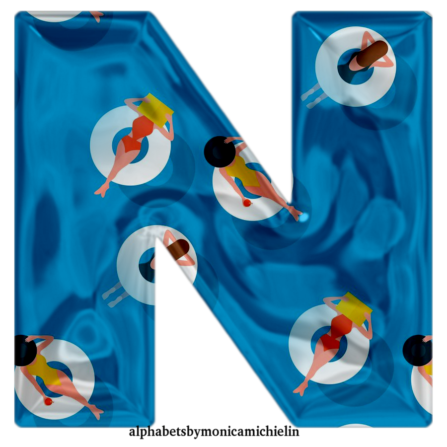 M. Michielin Alphabets: BLUE POOL FLOAT SEAMLESS ALPHABET AND ICONS PNG