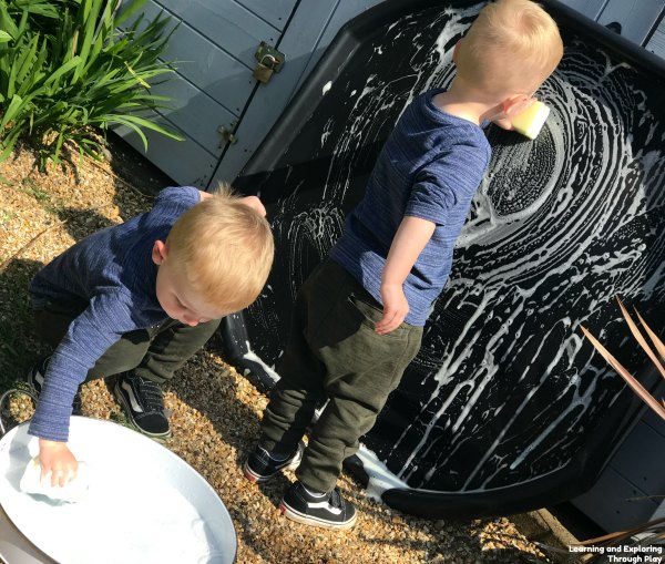 Learning and Exploring Through Play: Soapy Mark Making Tuff Tray