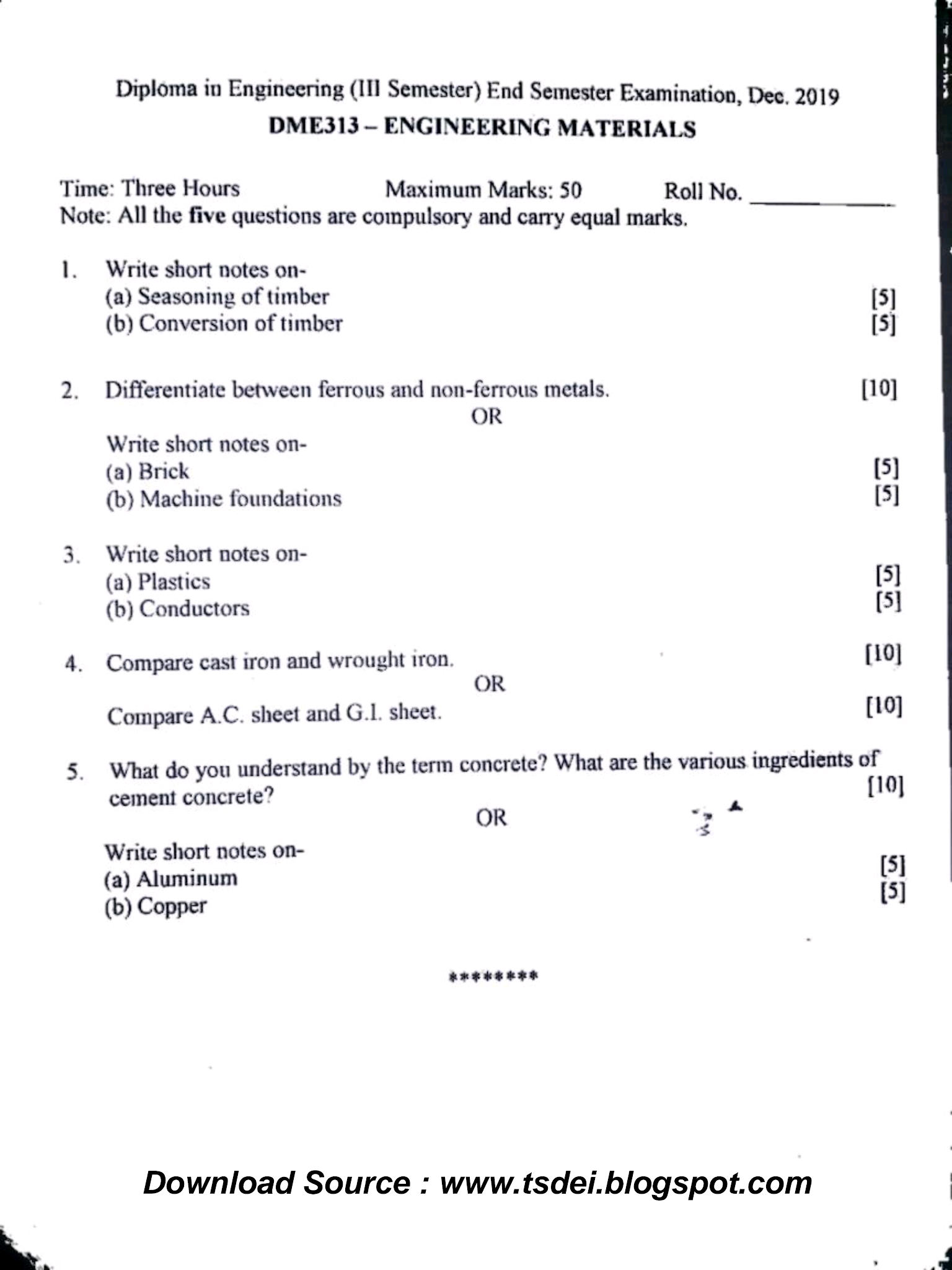 3rd SEMESTER END SEM PAPERS