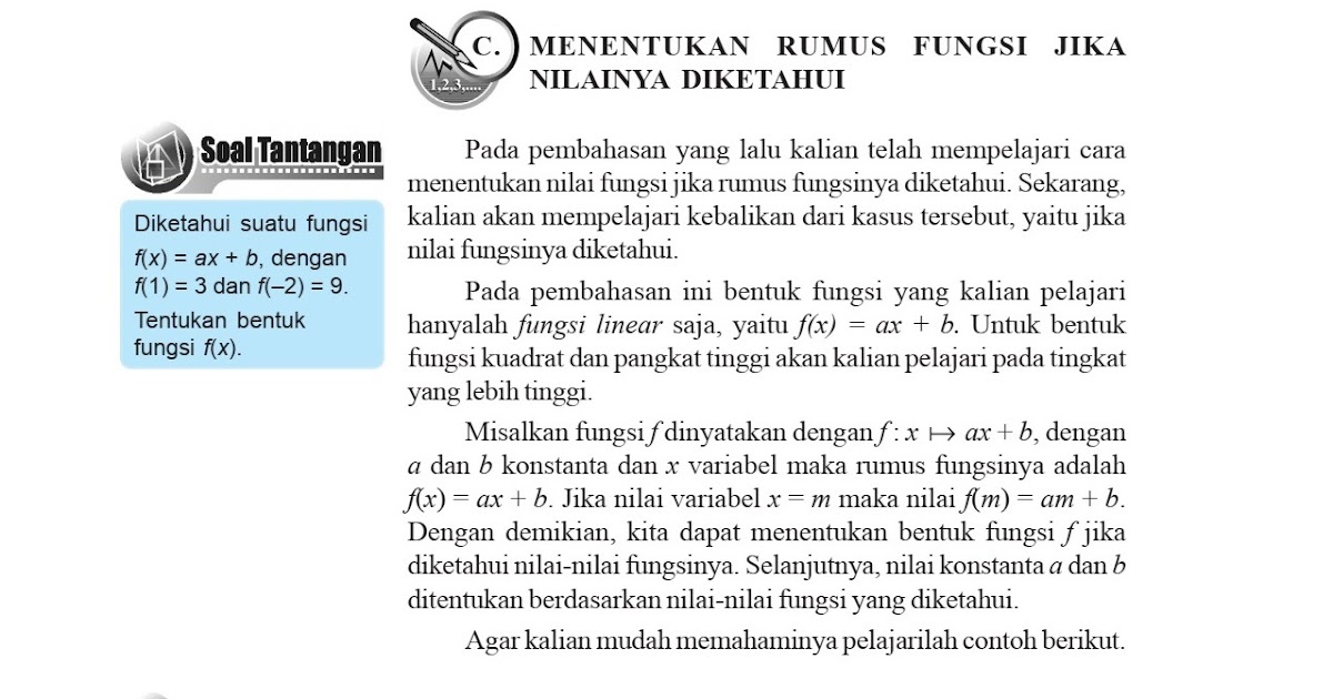 C. Menentukan rumus fungsi jika nilainya diketahui - Science639