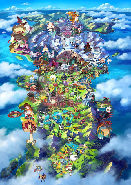 Pokemon y Fakemon: Mapa de Galar, estilo LGPE