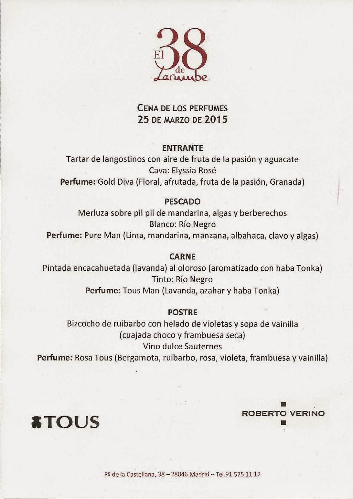 El Risueño Jabalí: La Cena de los Perfumes en el 38 de Larumbe (@pedro ...