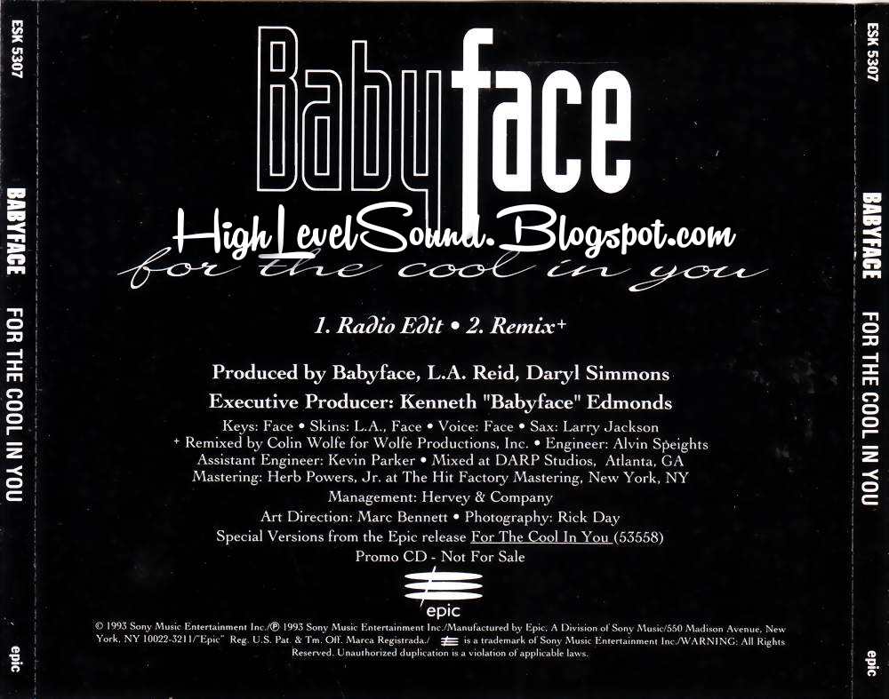 highest level of music: Babyface - For The Cool In You-(Promo_CDS)-1993-hlm