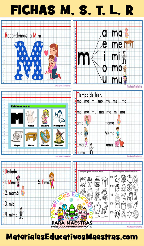 Cuaderno de letras M,S,T, L, R | Materiales Educativos para Maestras