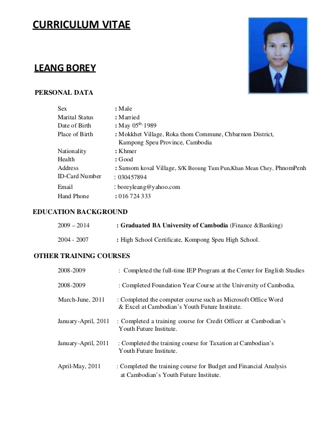 Curriculum Vitae Khmer - Birthday Letter