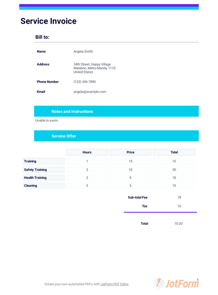 Services Rendered Template - Invoice Template