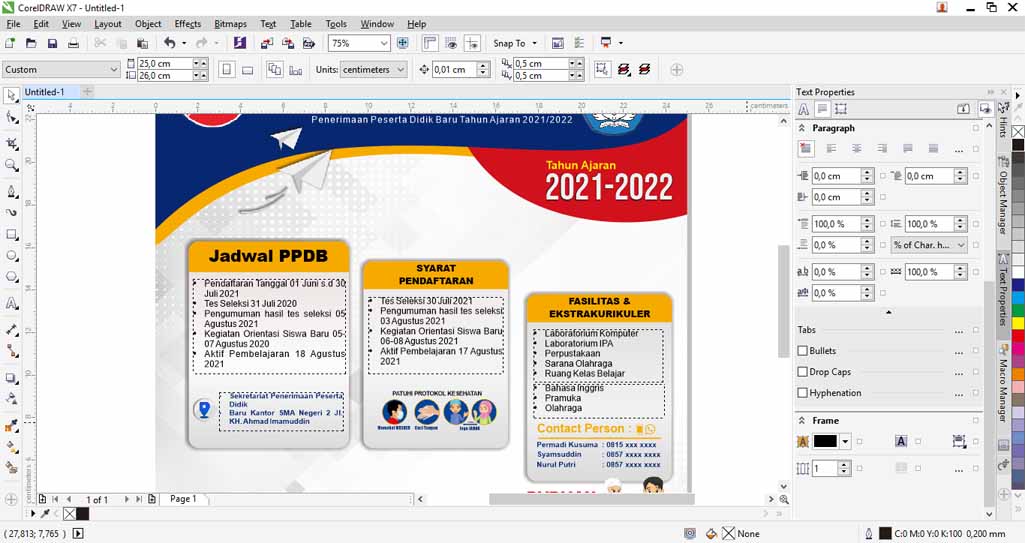 Contoh Desain Banner Baliho Pendaftaran PPDB 2021 Free CDR - Sobat-Tutorial