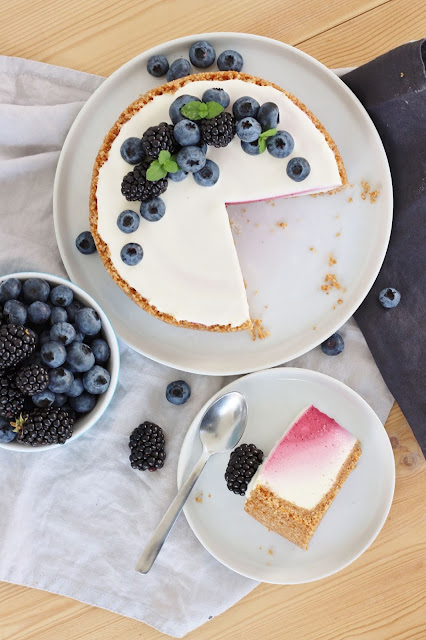 ombré ostružinový cheesecake