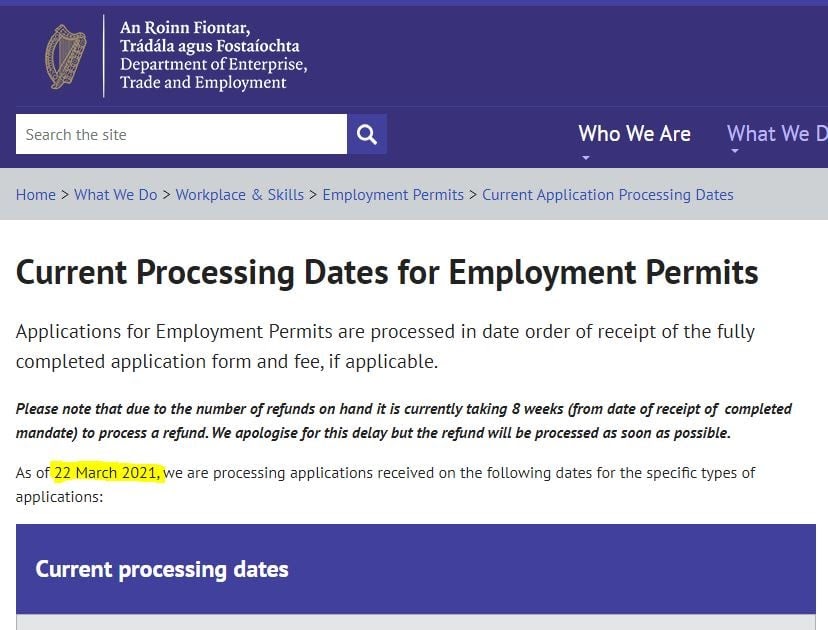 Employment Permit Applications - Online Status