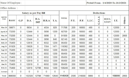 Income Tax Excel Sheet