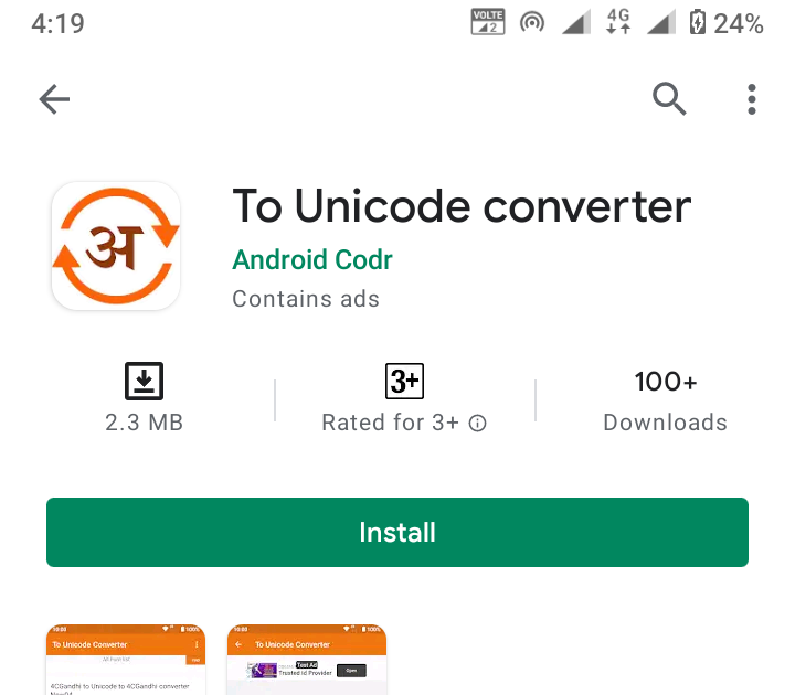 Android App To Unicode text converter
