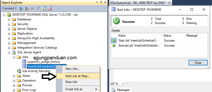 Job Schedule Pada SQL Server Dengan SSMS dan Query - AGUNG TUTORIAL