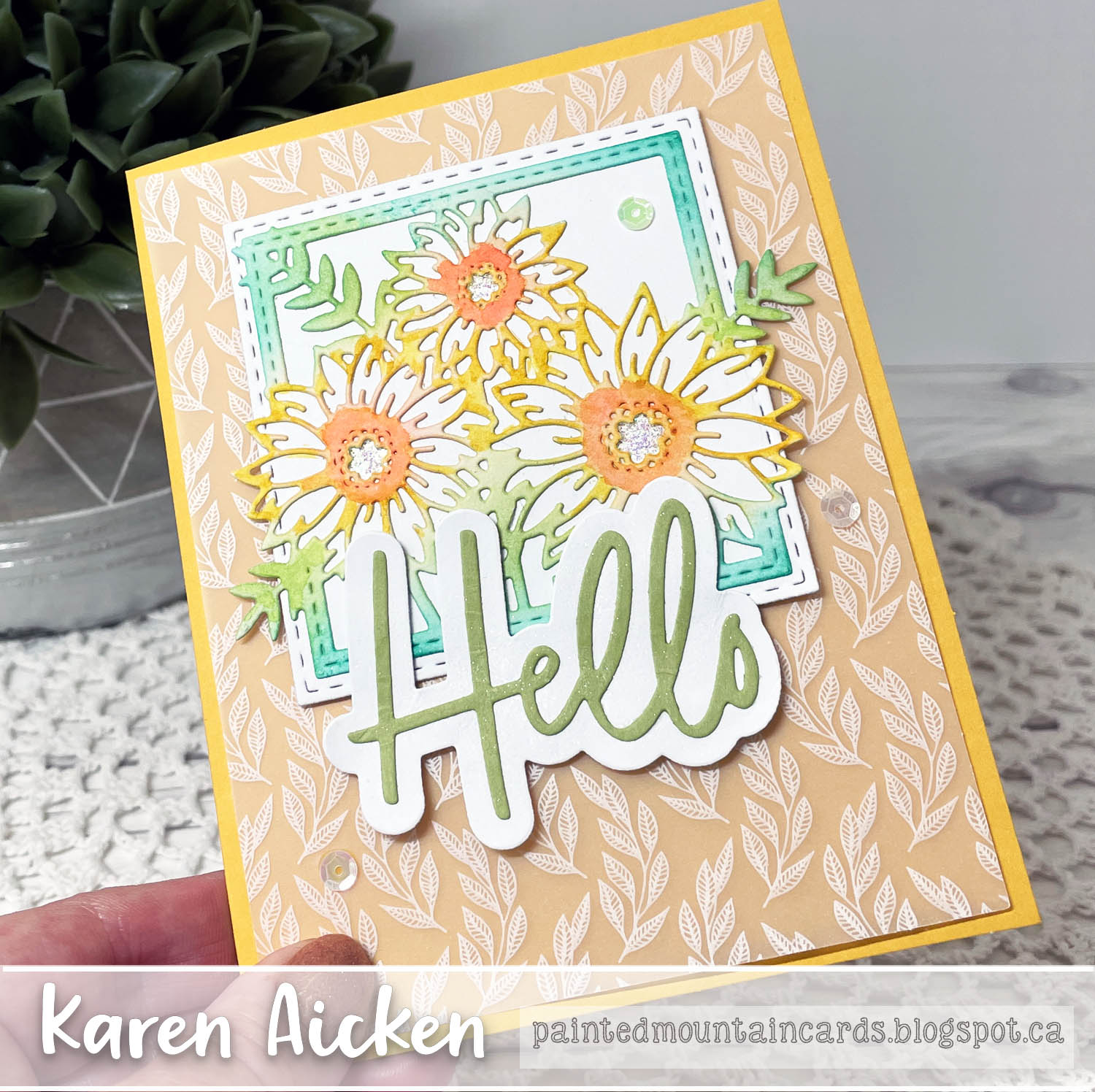 Painted Mountain Cards: Sunflower & Hello Pop Up Card