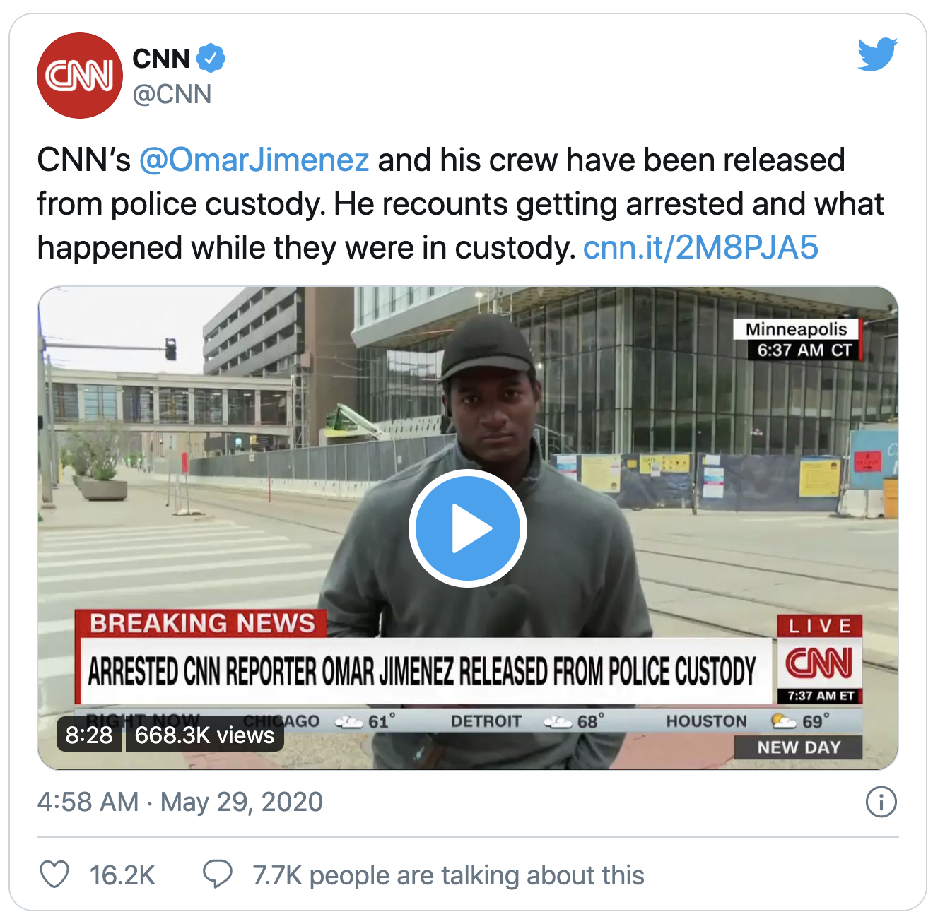 Cnn Reporter Omar Jimenez Arrested On Live Tv While Covering George