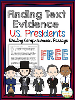 FREE U.S. Presidents Text Evidence Reading Comprehension Passage ...
