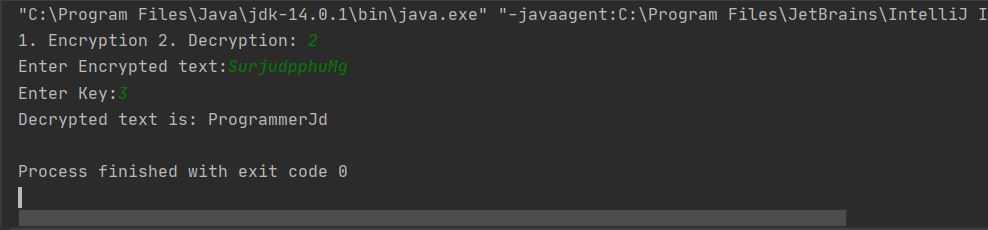 Write a program to implement Caesar Cipher encryption - decryption.