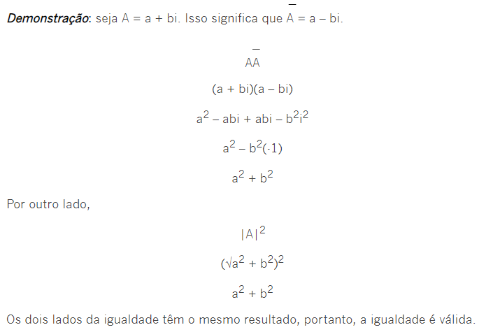 Propriedades do conjugado e do módulo de números complexos