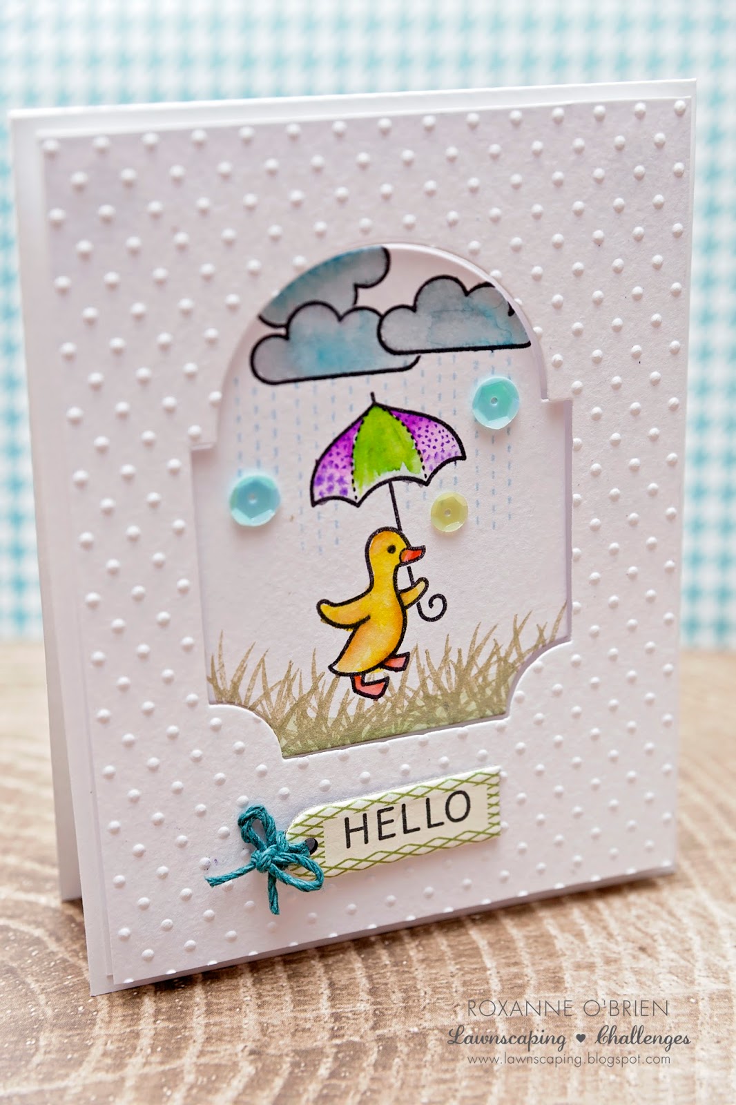 Lawnscaping Challenge: Rainy Day Hello Card