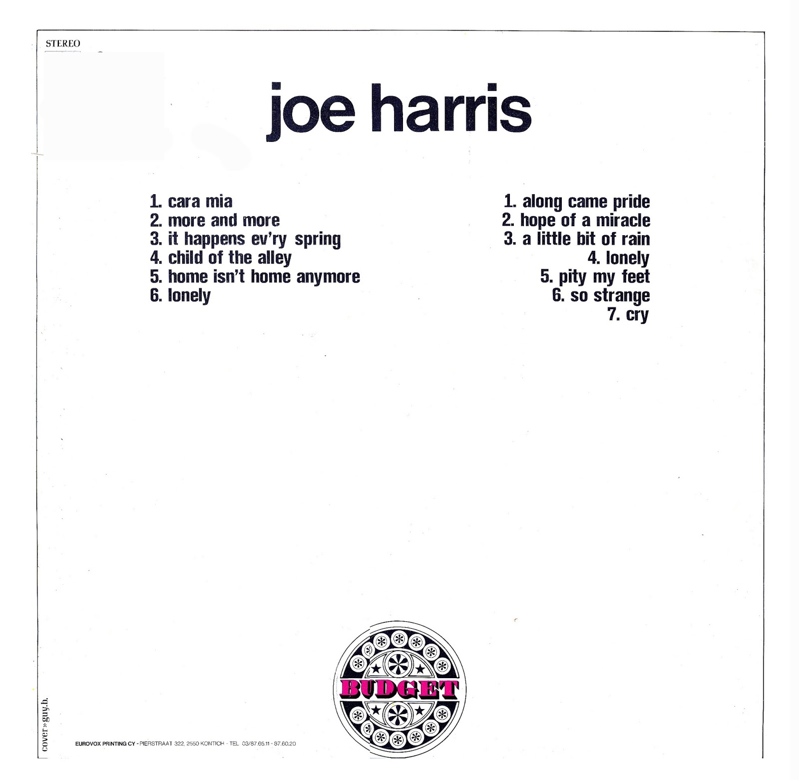 Luigi's 50's & 60's Vinyl Corner: Joe Harris