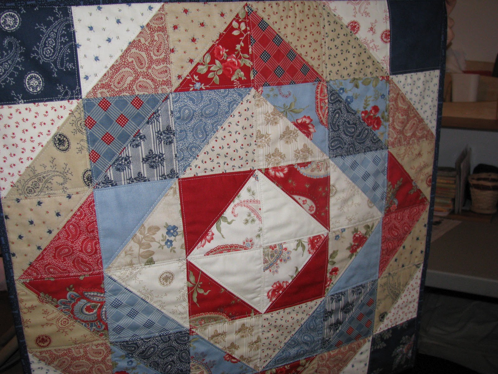 Fresh Dew Drops: Patriotic Half Square Triangle Table Topper