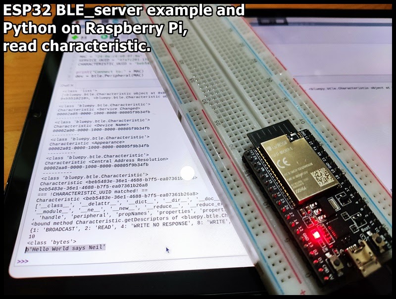 Arduino Er Bleserver Example Run On Esp32 Arduino Framework Accessed By Python On Raspberry