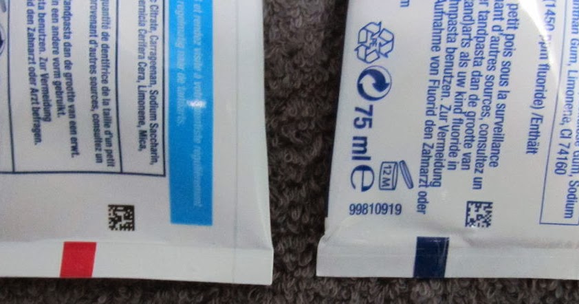 Toothpaste color codes and assemblies