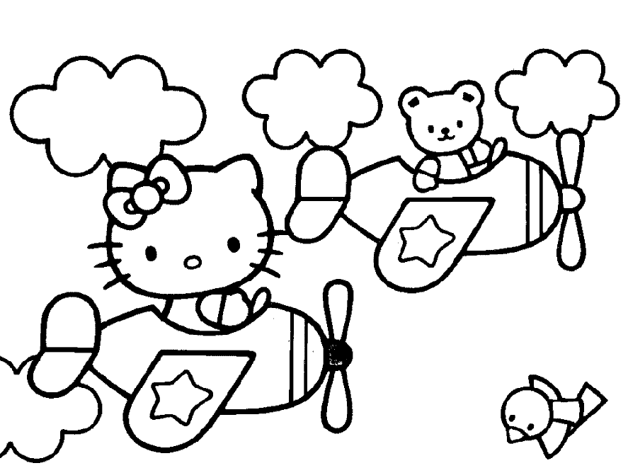 Hello Kity Uncolored Pages - Free Coloring Pages Printables for Kids