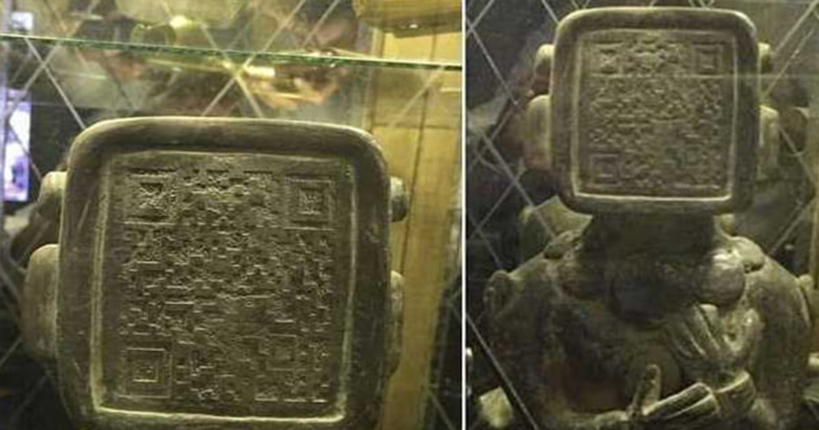 Strange Ancient Mayan Statue with Flat Face and QR Code – Scanned ...