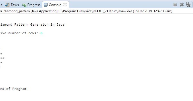 Free Programming Source Codes And Computer Programming Tutorials Diamond Pattern Generator In Java