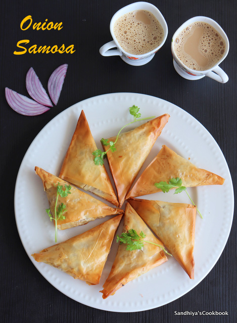 Sandhiya's Cookbook: Baked Onion Samosa using Phyllo Sheets | Onion ...