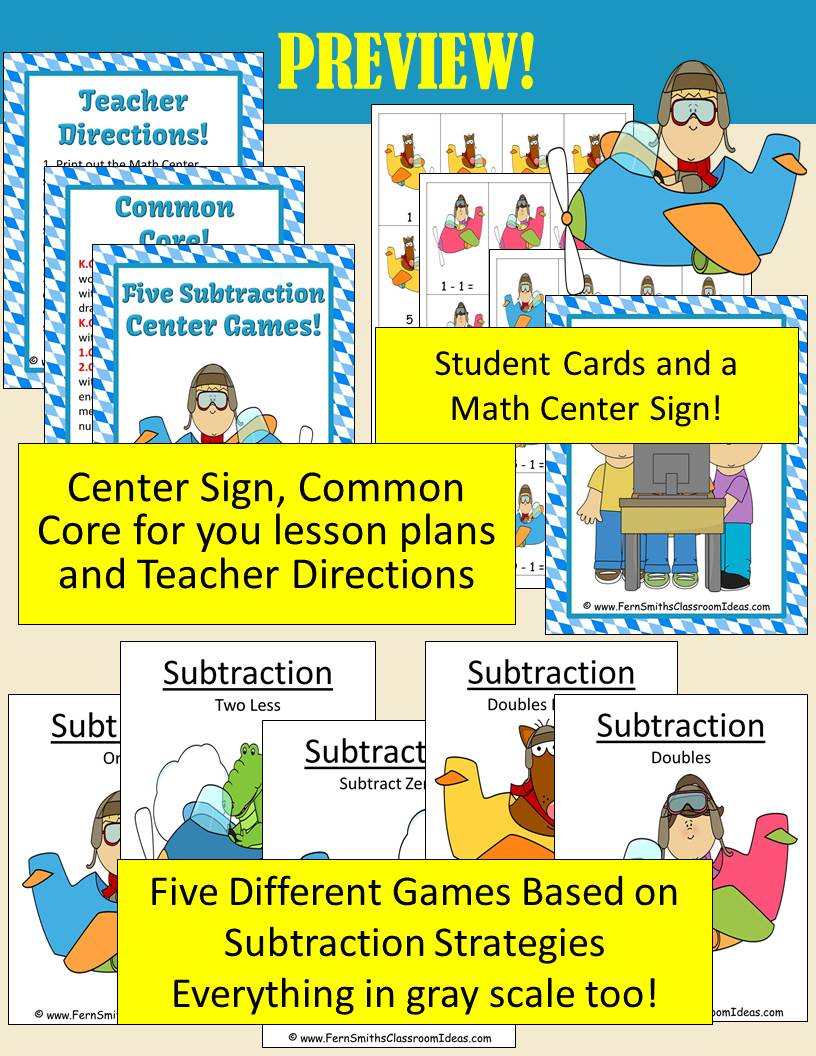 Addition and Subtraction Math Centers for Cars and Planes - Fern Smith ...
