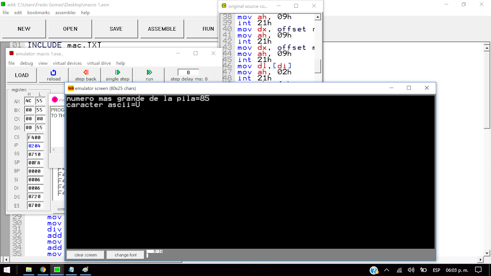 Convertir un numero a ascii con macro emu8086 (ejemplo) ~ Blog de ...