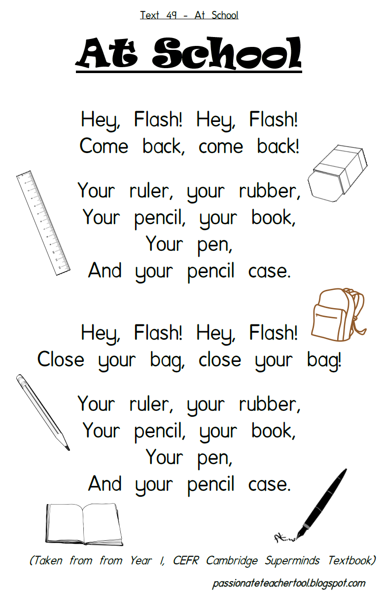 Passionate Teacher Tools: Text 49 - At School