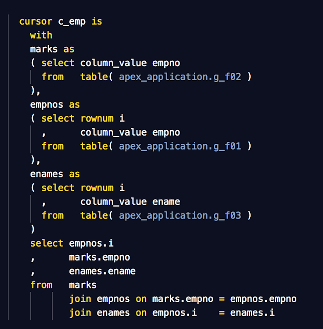 apex_application.g_f0x array processing in Oracle 12